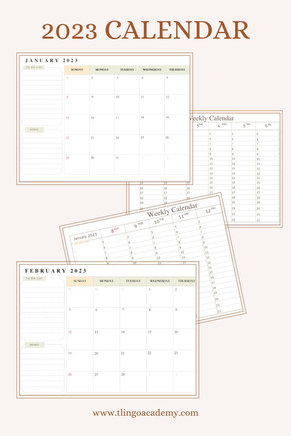 2023 All-in-One Calendar – T-Lingo Academy